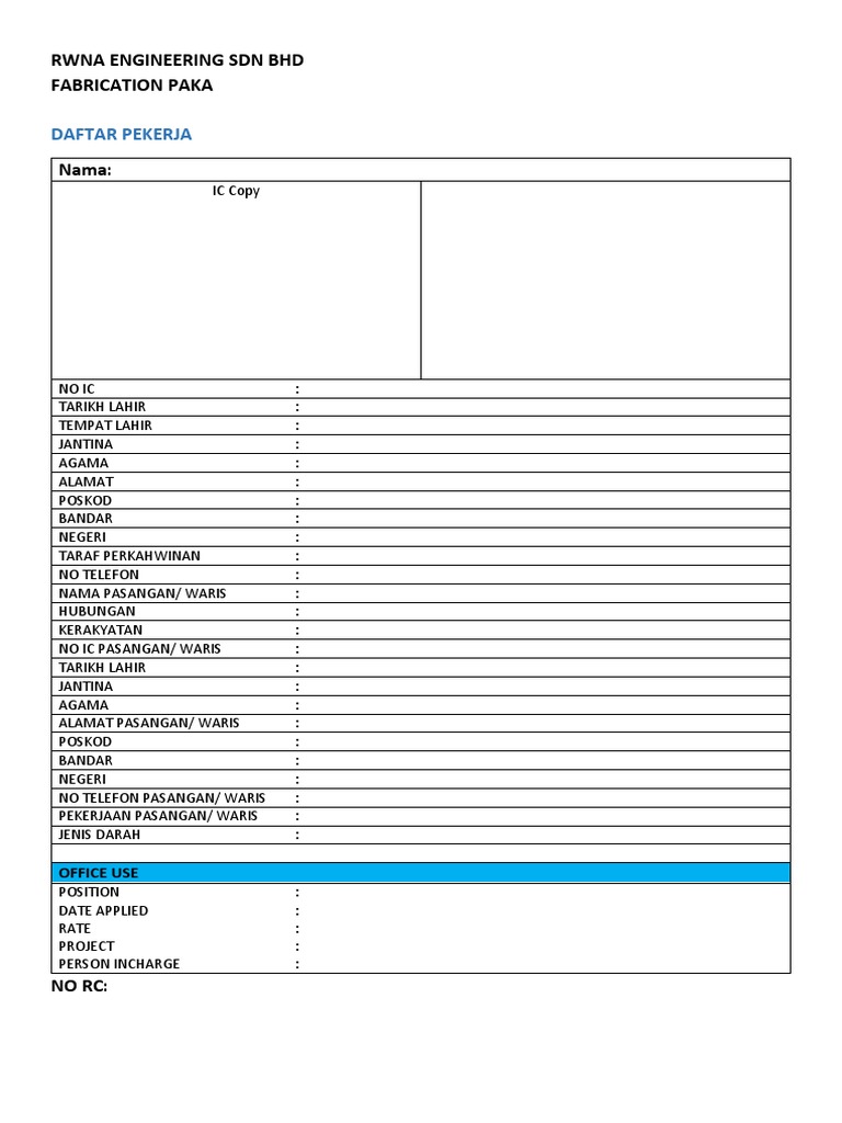 Manpower Register Form | PDF