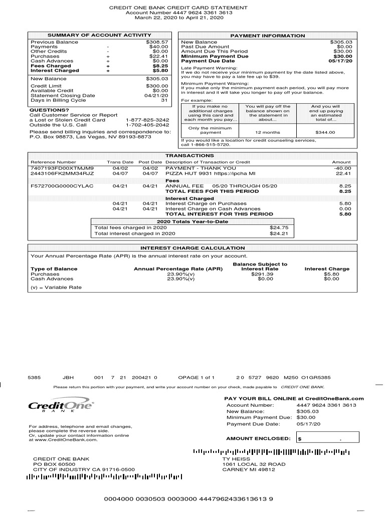 Credit Card Statement Summary | PDF | Payments | Credit