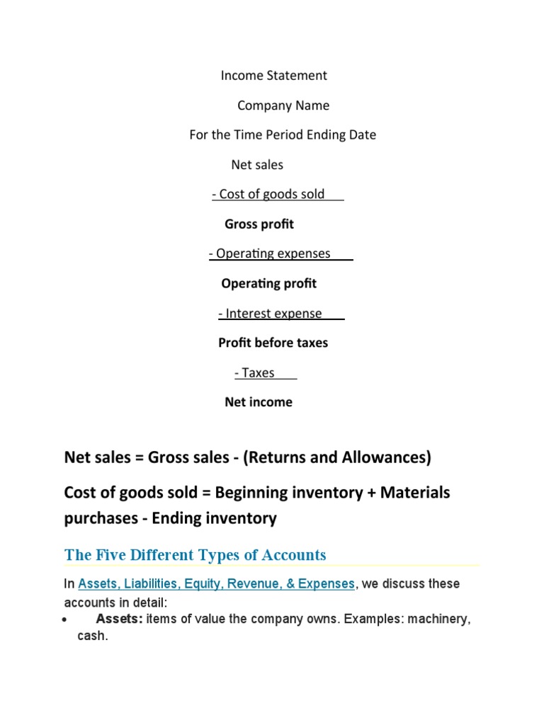Accounting Income Statement | PDF | Income Statement | Cost Of Goods Sold