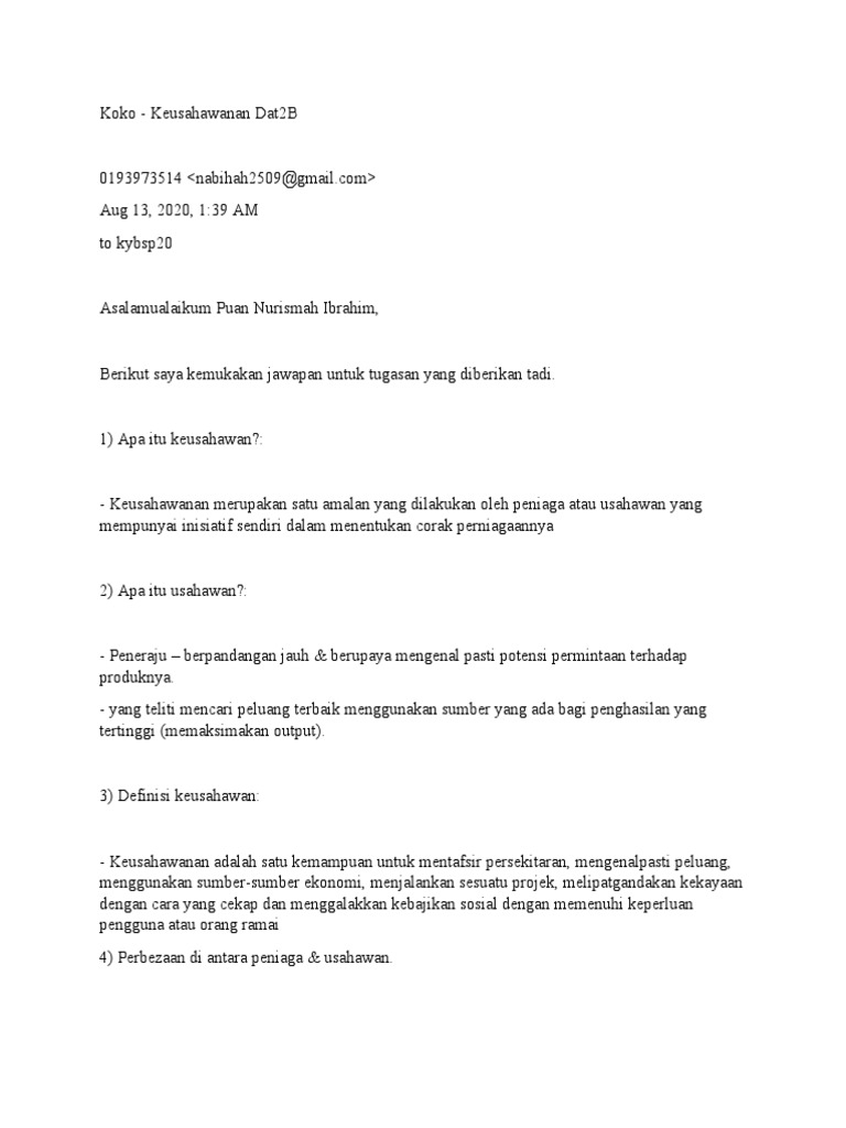 Koko - Keusahawanan Dat2B | PDF