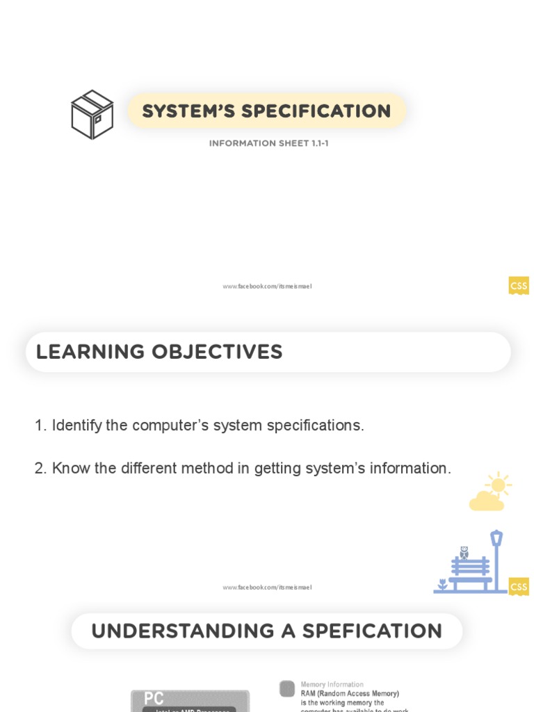 Computer System Specifications for Learning Objectives on Identifying ...