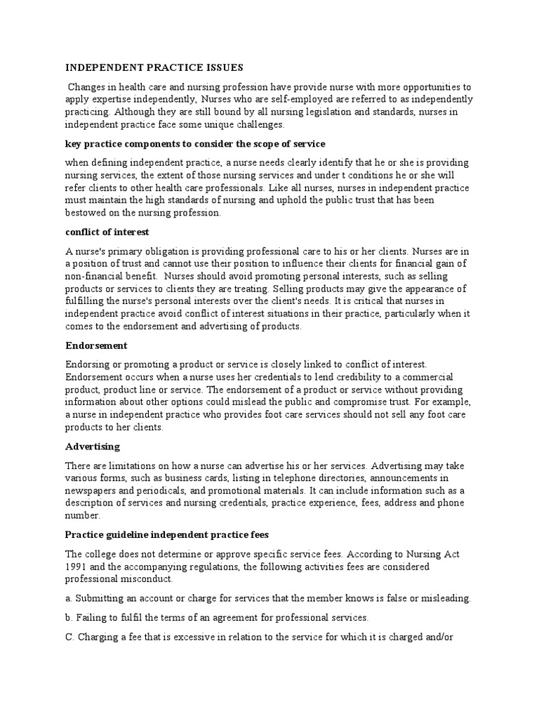 Independent Practice Issues | PDF | Midwife | Midwifery