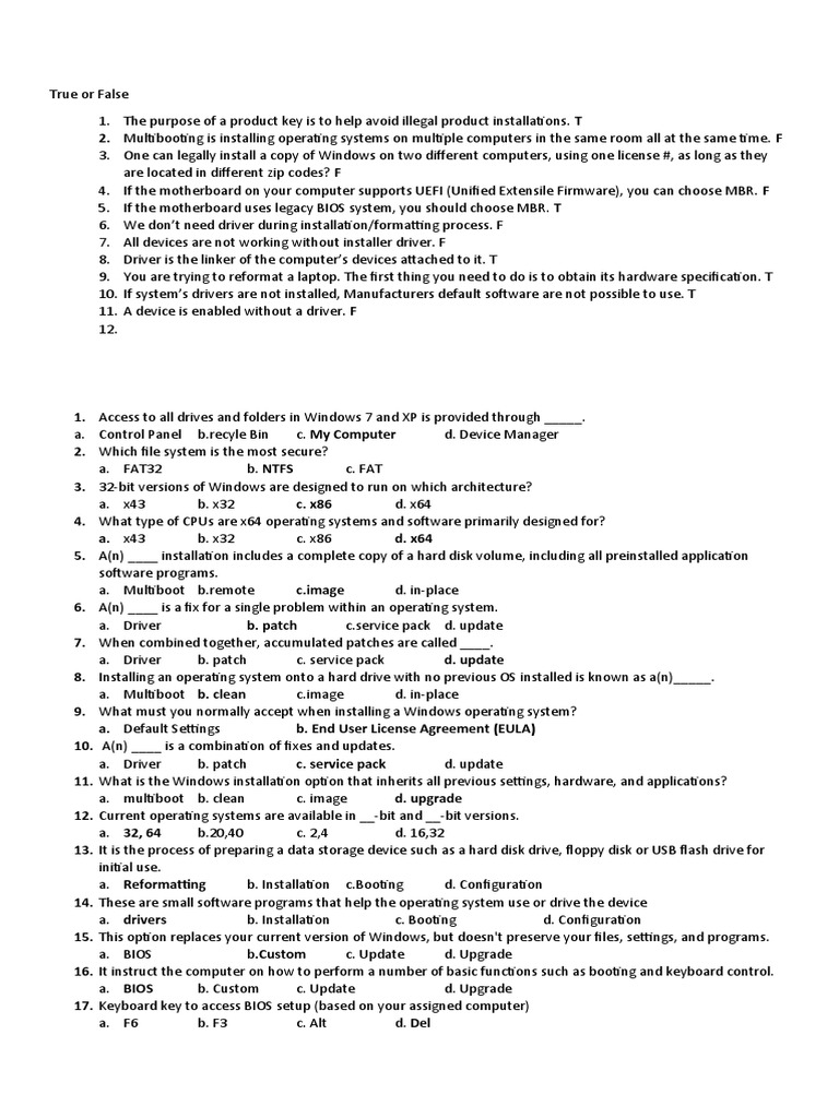 CSS 3rd Quarter Quiz | PDF | Operating System | Installation (Computer Programs)