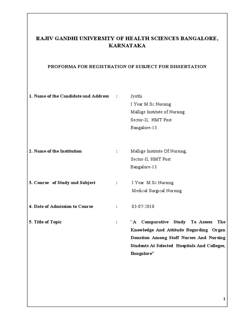 A Comparative Study to Assess the Knowledge and Attitude Regarding Organ Donation Among Staff ...