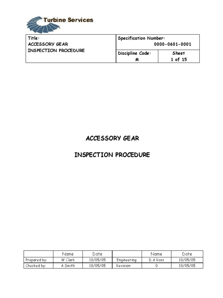 Accessory Gear Inspection Guide | PDF | Gear | Bearing (Mechanical)