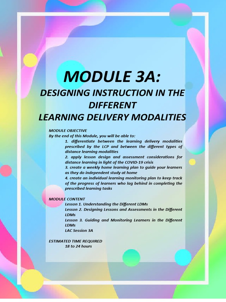 Module 3A:: Designing Instruction in The Different Learning Delivery ...
