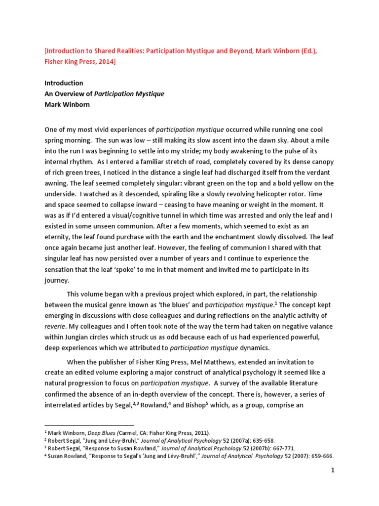 Introduction - Participation Mystique Book - Winborn | PDF | Analytical ...