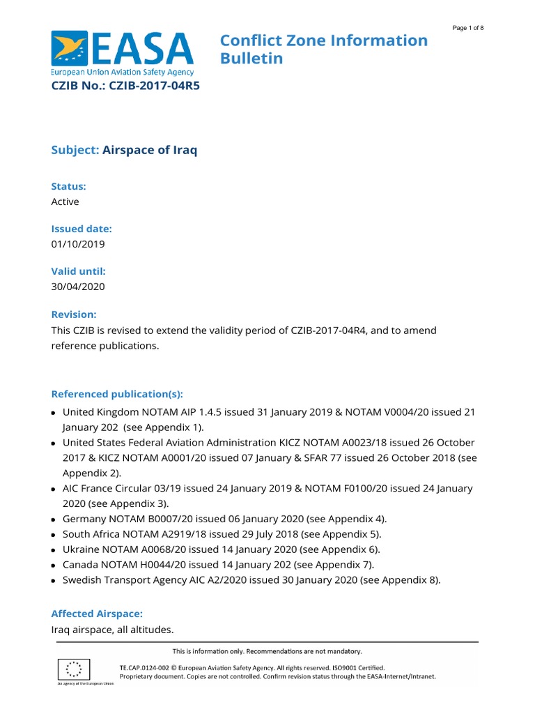 EASA - Airspace of Iraq - 2019-10-01 | PDF | Federal Aviation ...