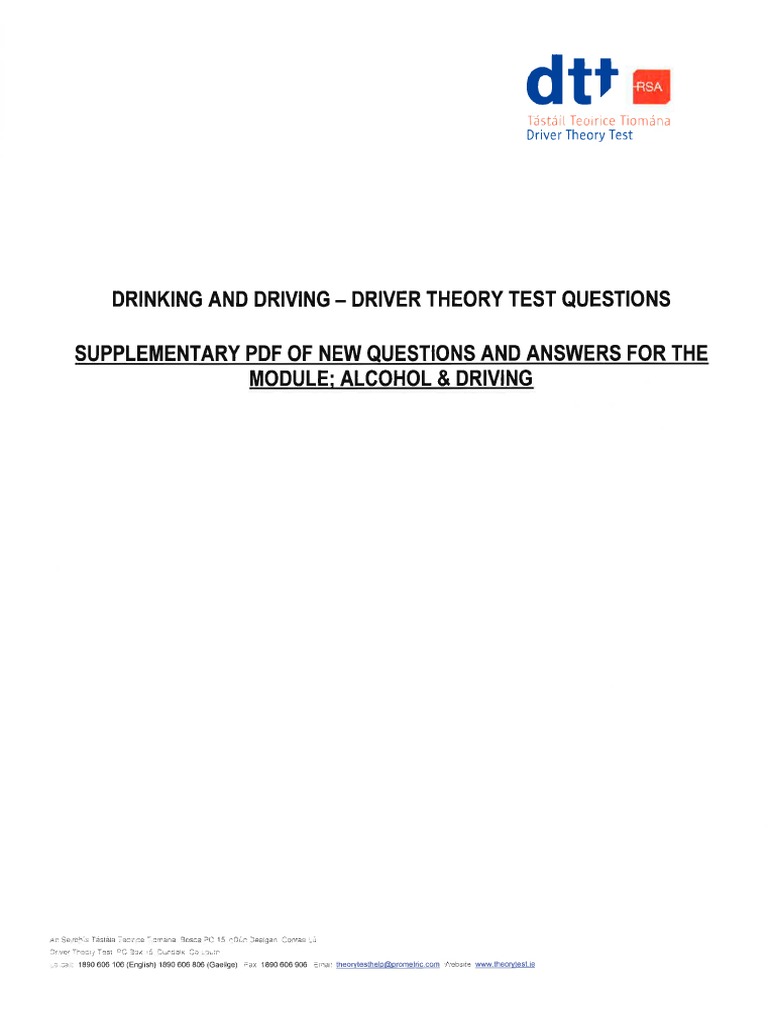 Drinking and Driving - Driver Theory Test Questions | PDF