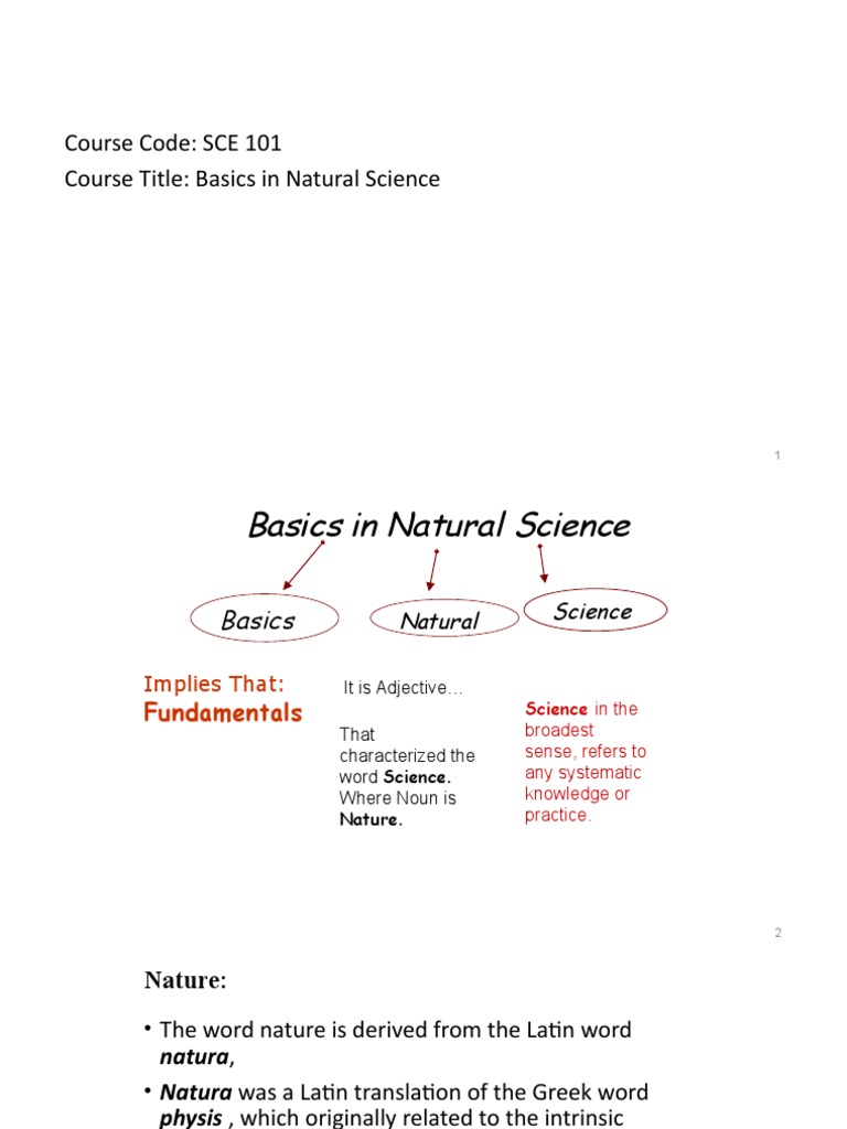 Course Code: SCE 101 Course Title: Basics in Natural Science | PDF | Weight | Velocity