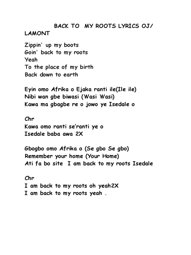 Back To My Root Lyrics PDF | PDF