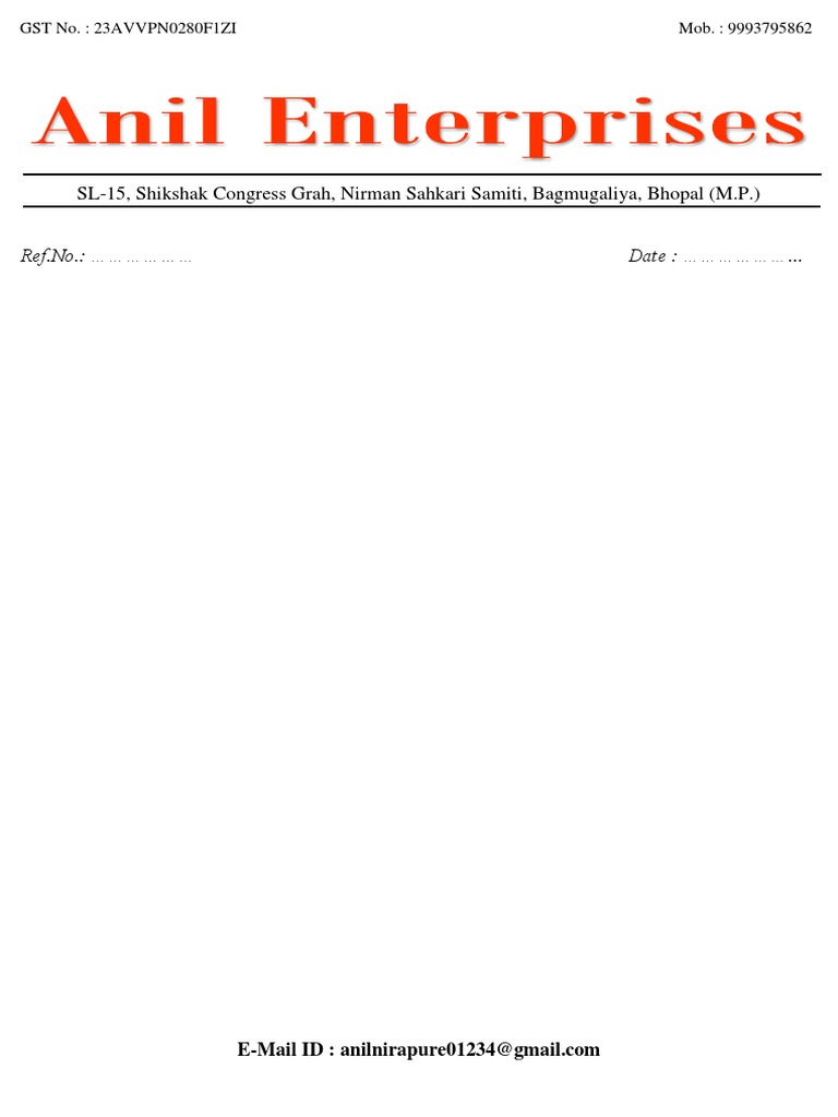 ANIL ENTERPRISES Letter Head PDF | PDF