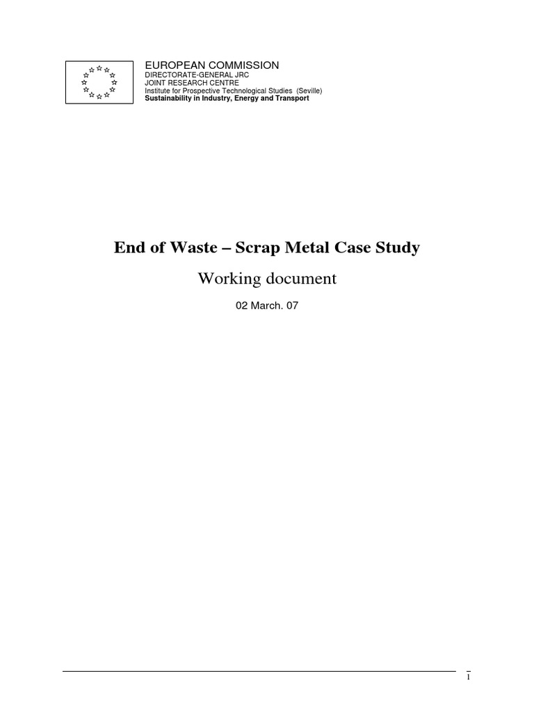 End of Waste - Scrap Metal Case Study: Working Document | PDF | Scrap ...