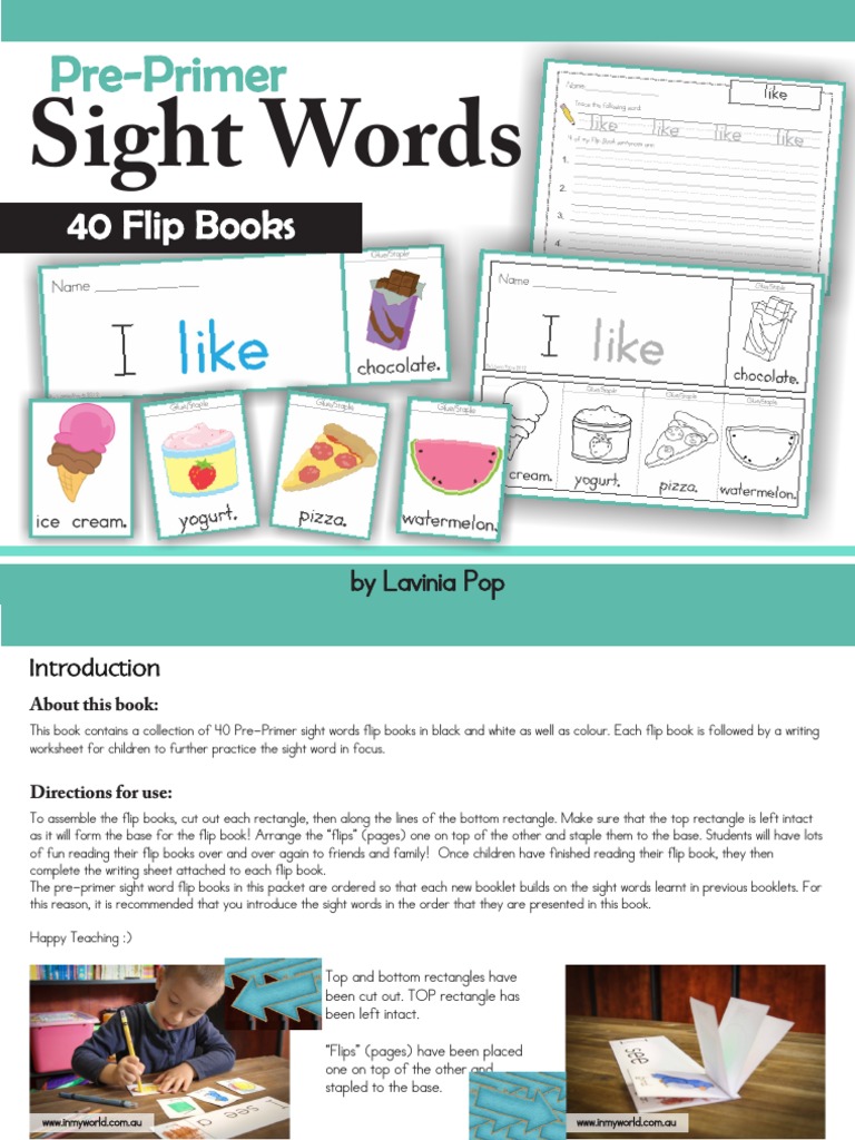 Flip Books - Pre Primer Sight Words by Lavinia Pop | Download Free PDF ...