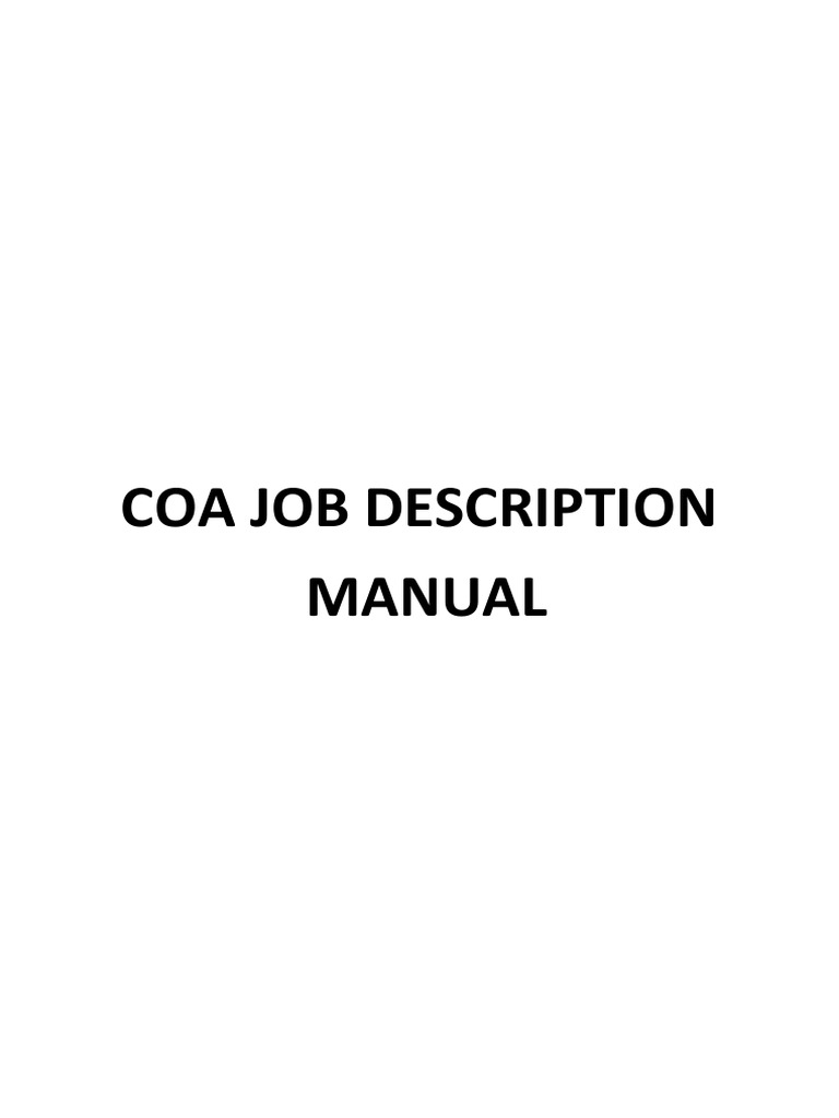 COA Job Description Manual PDF | PDF | Fuel Economy In Automobiles | Audit