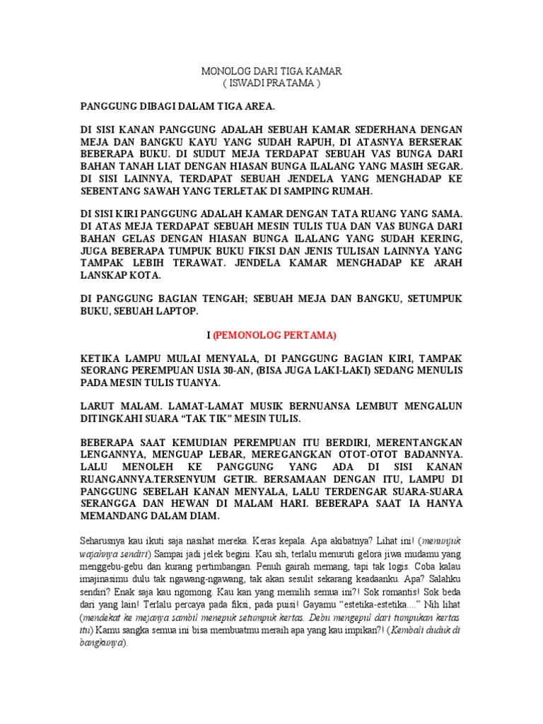 Naskah Monolog Dari Tiga Kamar | PDF