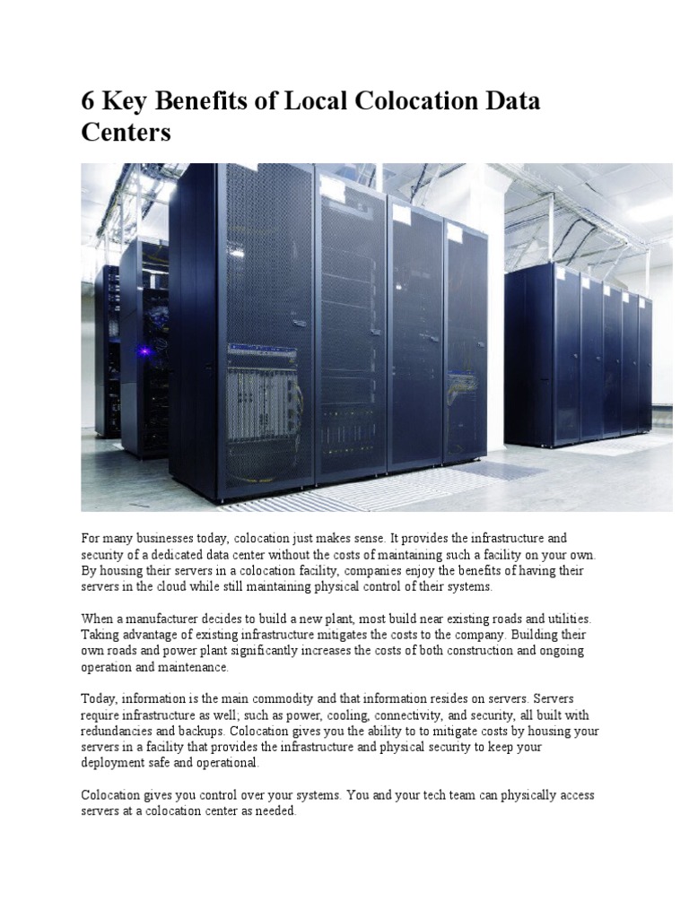 6 Key Benefits of Local Colocation Data Centers | PDF | Data Center ...