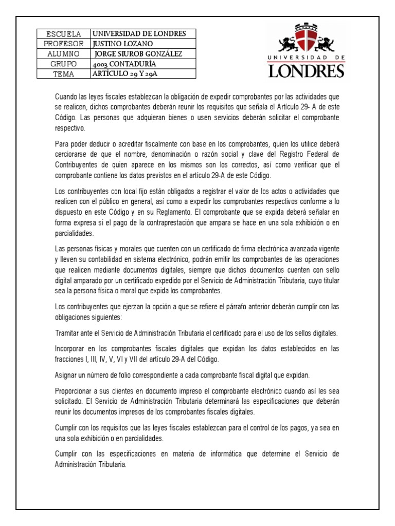 Artículo 29 y 29a CFF | PDF | Gobierno | Business