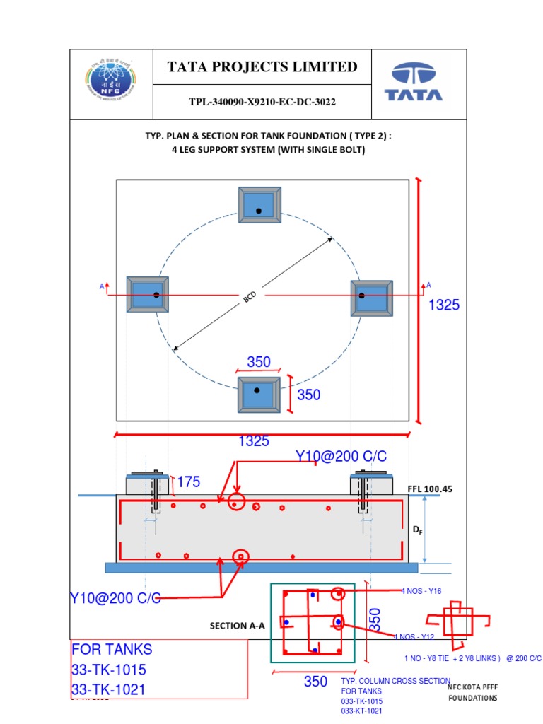Tank Foundation Plan and Section | PDF