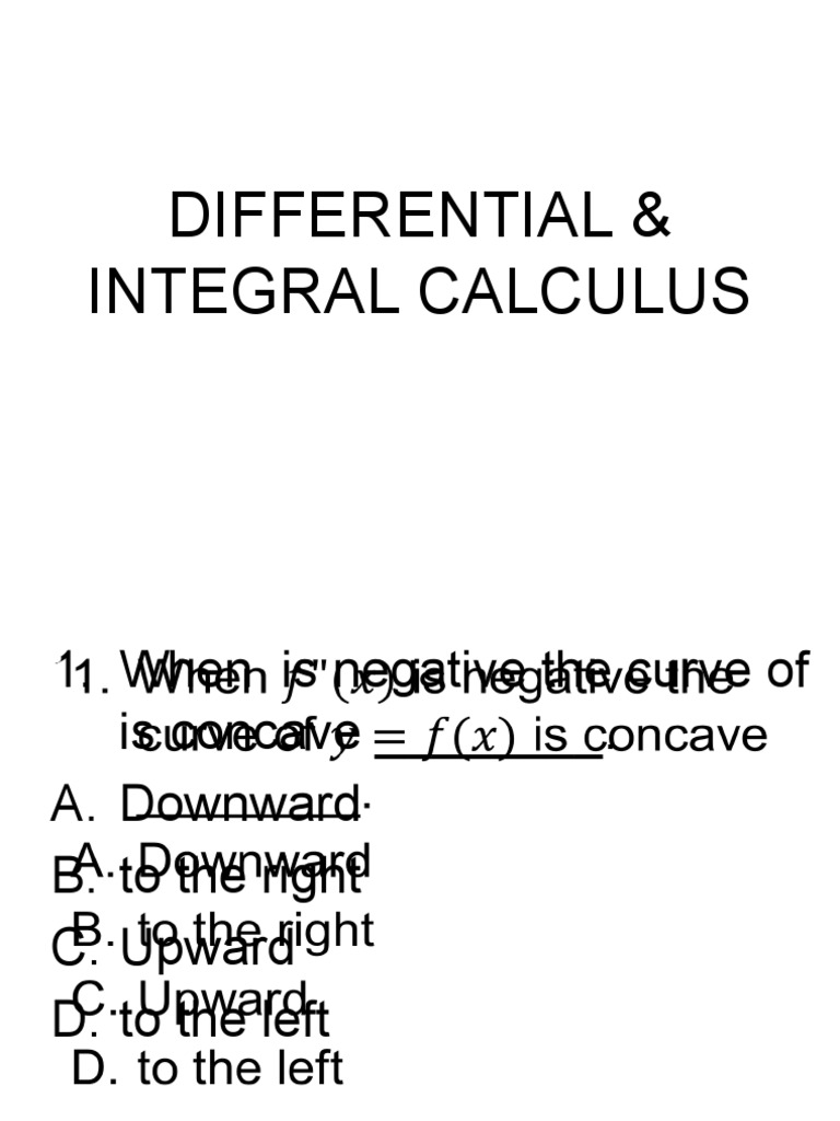 Differential and Integral Calculus Overview | PDF | Integral | Derivative