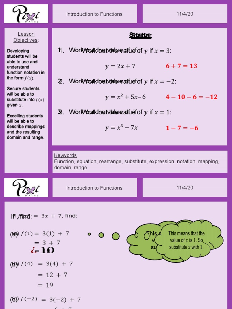Understanding Function Notation | PDF | Domain Of A Function | Function (Mathematics)