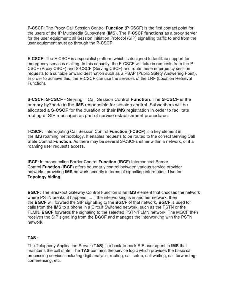 IMS Nodes Functioning | PDF | Ip Multimedia Subsystem | Session Initiation Protocol