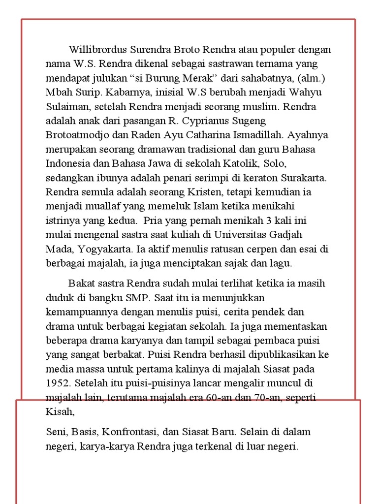 Biografi W.S.RENDRA | PDF | Puisi