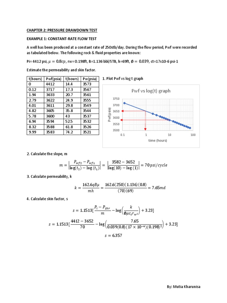 Well Test Analysis: Drawdown Test Calculation | Download Free PDF ...