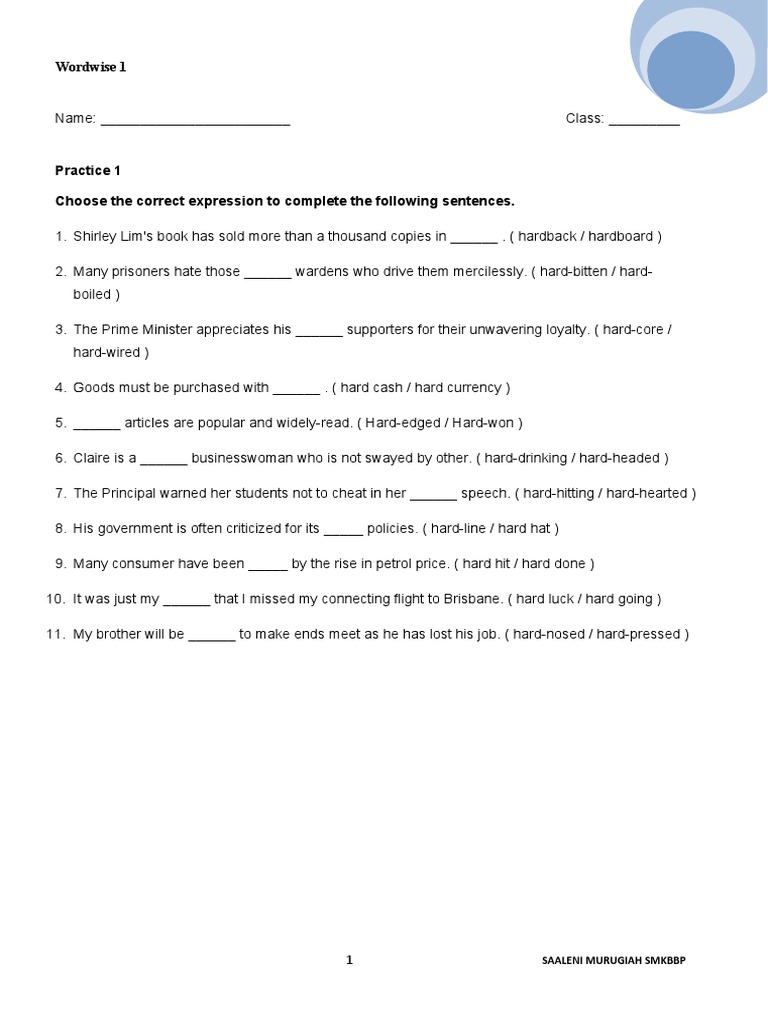 Wordwise 1: Saaleni Murugiah SMKBBP | PDF | Foods | Weather