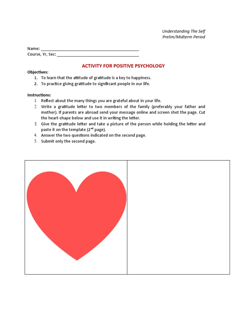 Activity For Positive Psychology | PDF | Gratitude | Social Psychology