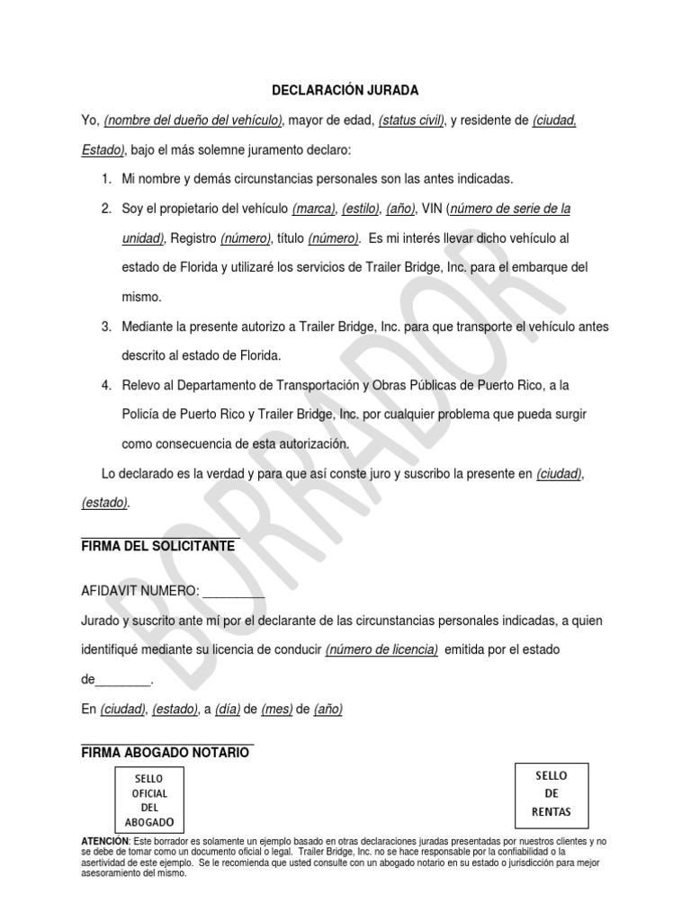 Notarized Letter Example Spanish | PDF