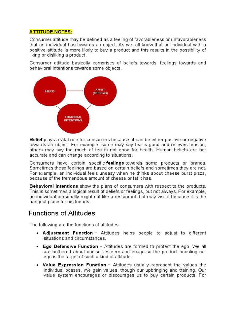 Functions of Attitudes: Attitude Notes | PDF | Attitude (Psychology ...