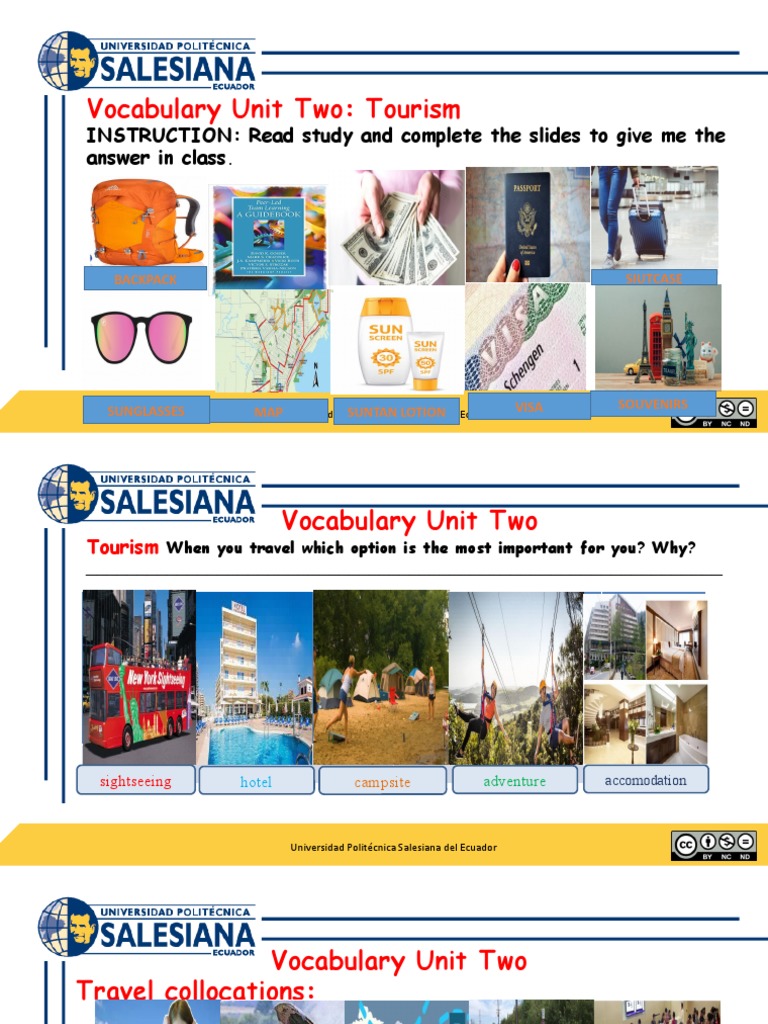 Vocabulary Unit Two: Tourism: INSTRUCTION: Read Study and Complete The ...