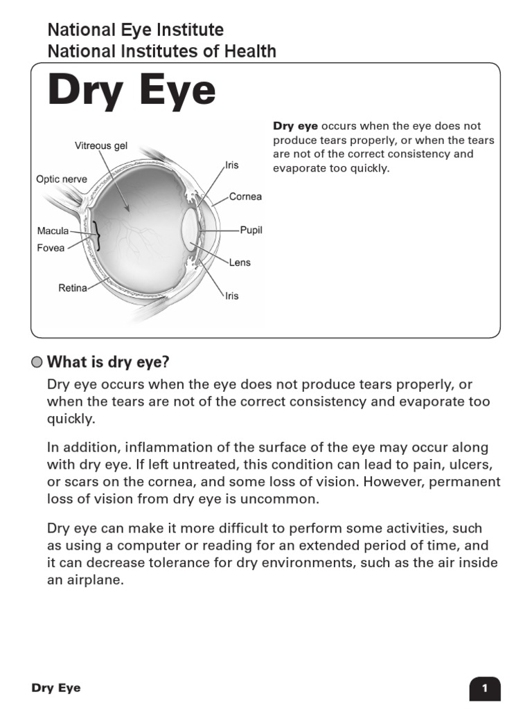 Dry Eye: National Eye Institute National Institutes of Health | PDF ...