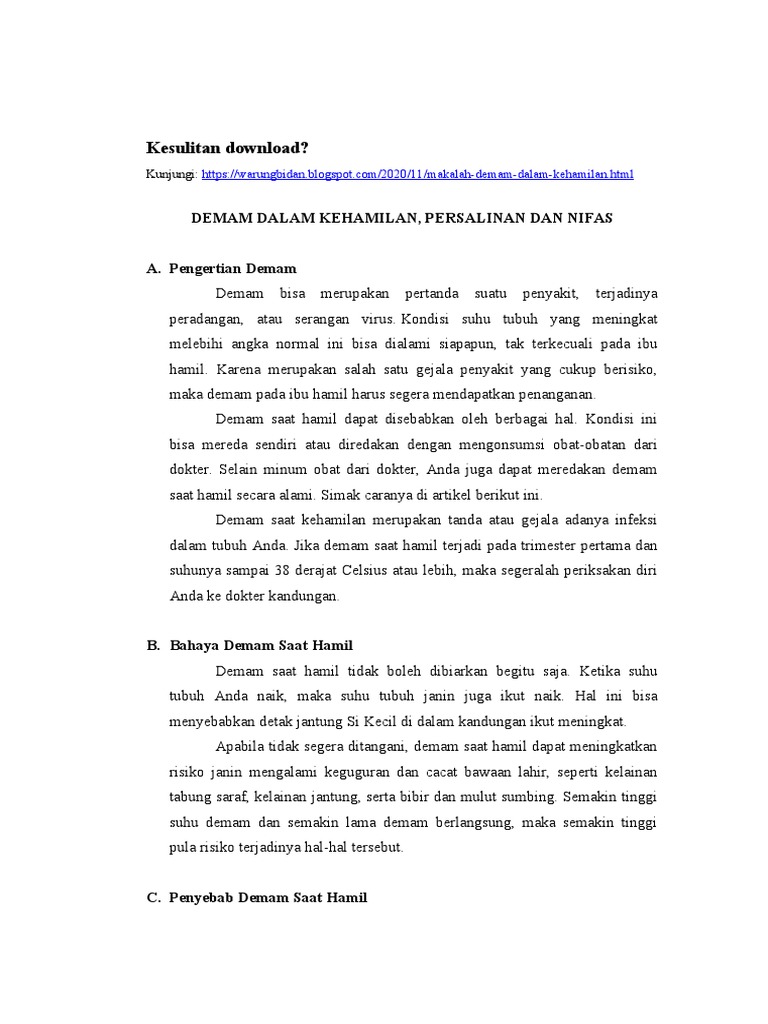 Demam Kehamilan Persalinan Nifas | PDF | Kesehatan Holistik