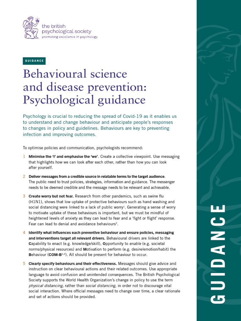 Behavioural Science and Disease Prevention - Psychological Guidance For ...