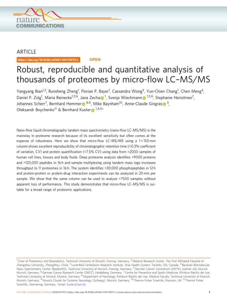 Robust, Reproducible and Quantitative Analysis of Thousands of Proteomes by Micro - Ow LC-MS/MS ...