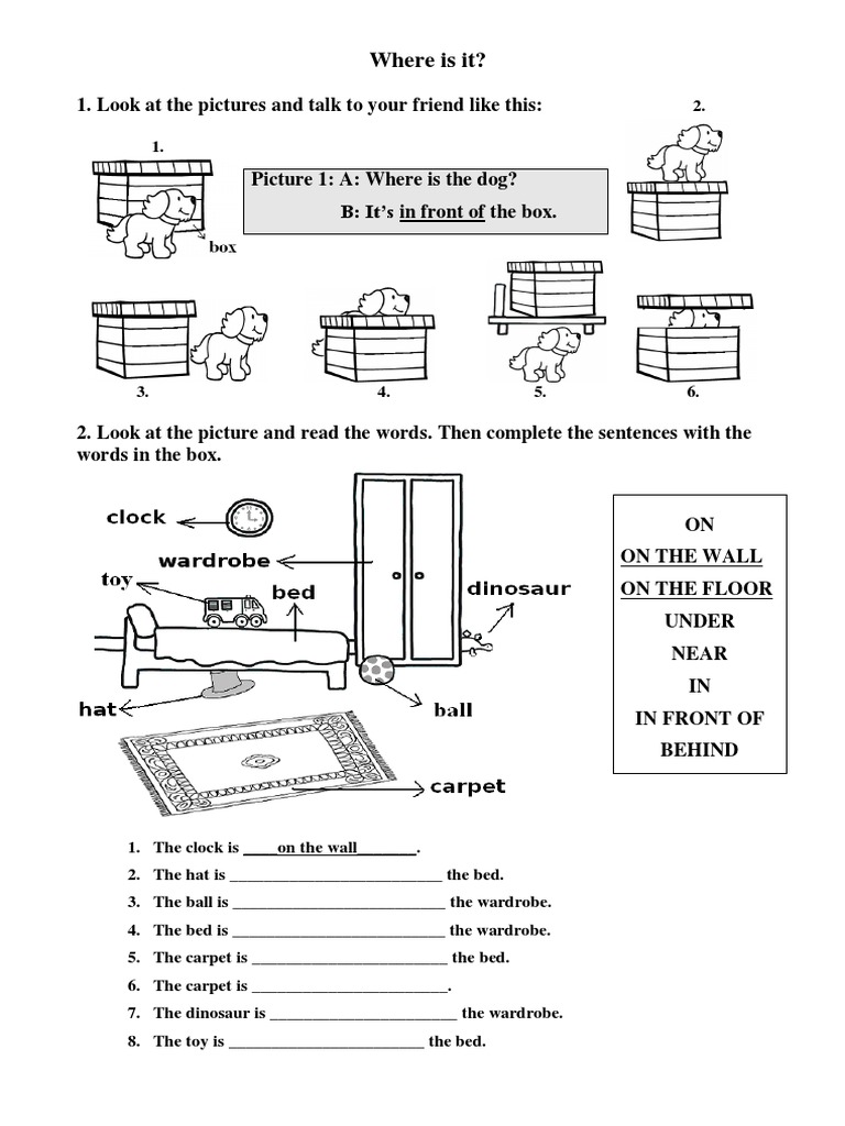 Prepositions of Place. Where Is The Dog | PDF