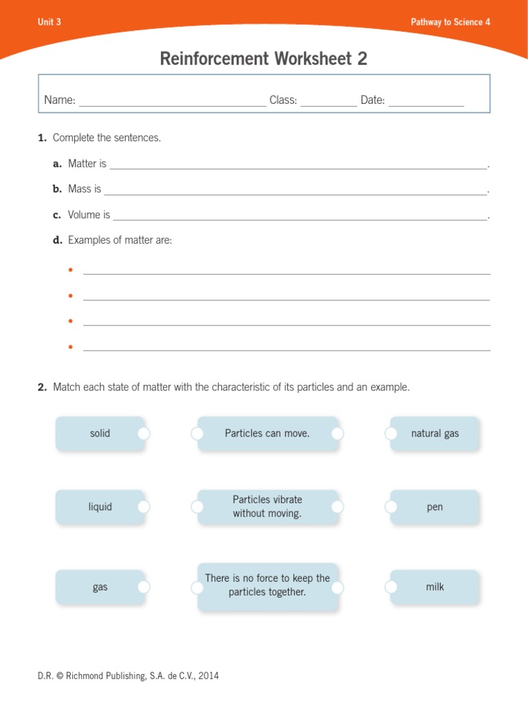 Reinforcement Worksheet 2 Unit 3 | PDF