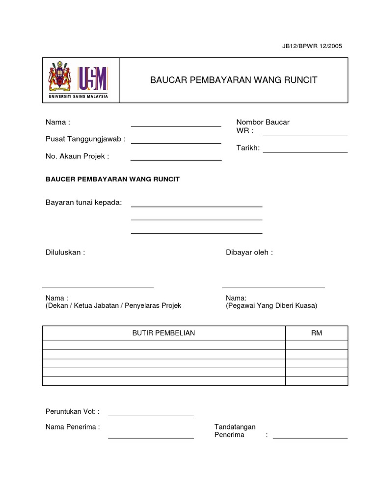 Baucer Pembayaran Wang Runcit | PDF