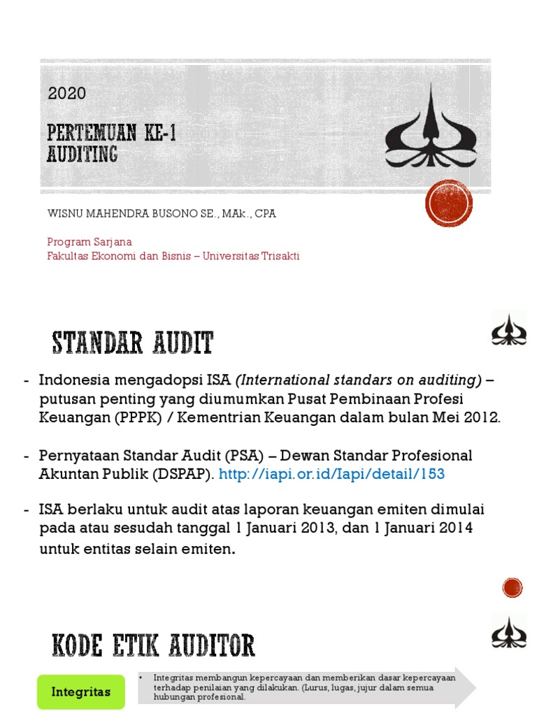 Audit 2020: Penerapan Standar Audit Internasional (ISA) dan Prinsip ...