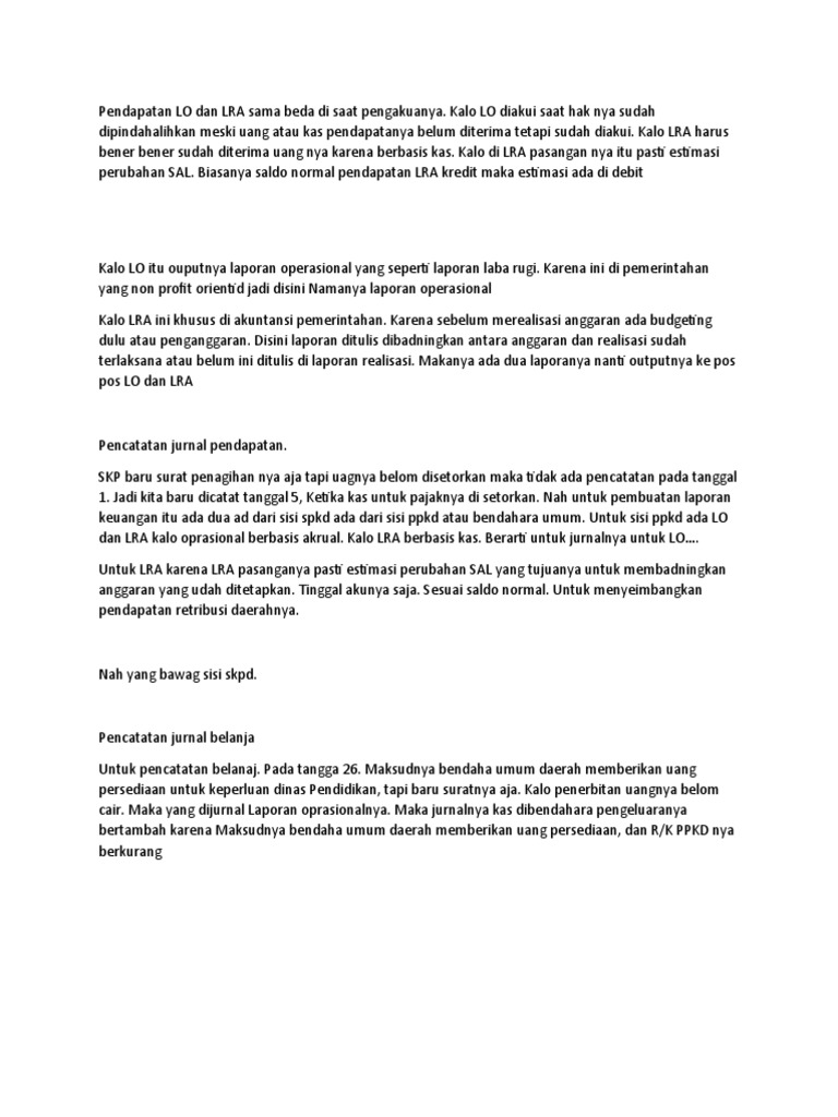 Perbedaan Pendapatan LO dan LRA | PDF