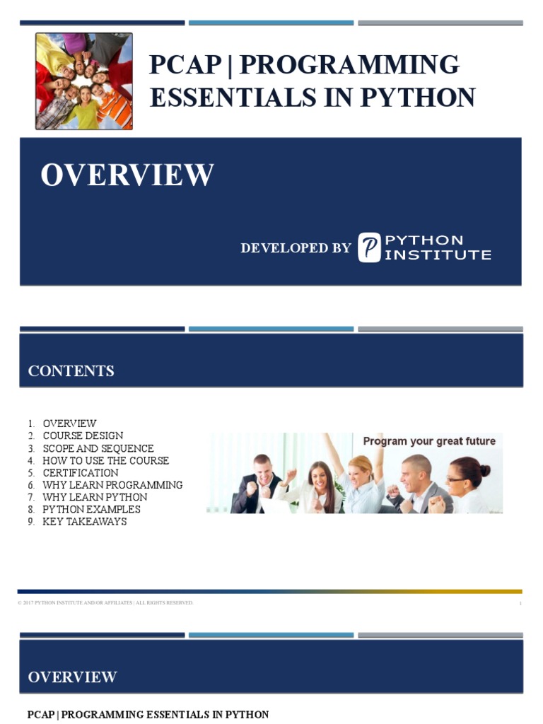 Overview - PCAP - Programming Essentials in Python (December 19, 201 ...