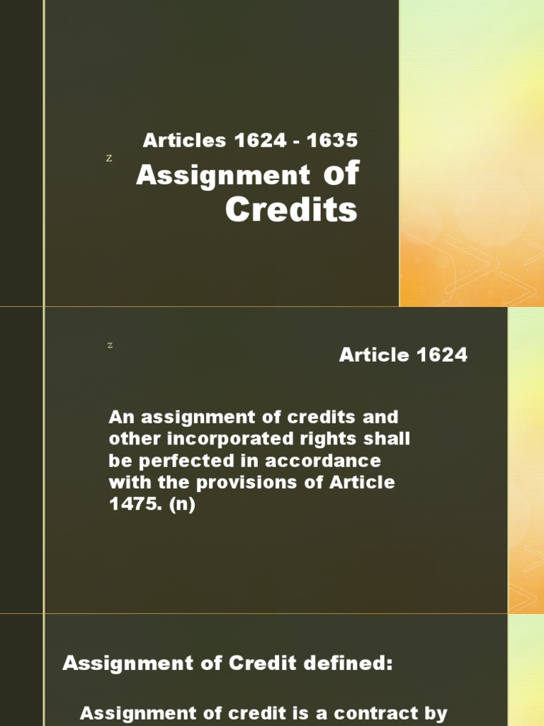 Assignment Of Credits Pptx Abandojudy Ann Download Free Pdf