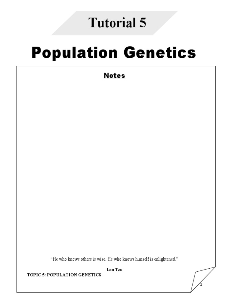 Population Genetics: Tutorial 5 | PDF | Allele | Dominance (Genetics)