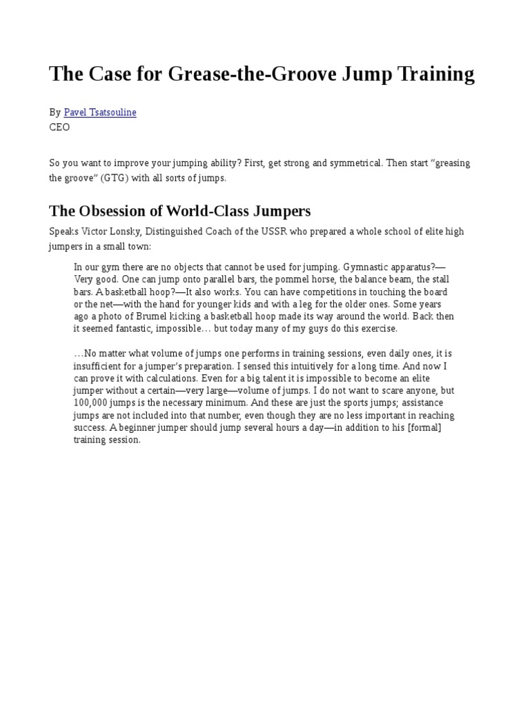 The Case For Grease-the-Groove Jump Training | PDF | Physical Exercise ...
