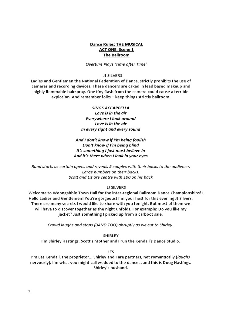 Dance Rules ACT 1 | PDF