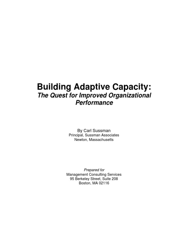 Building Adaptive Capacity:: The Quest For Improved Organizational ...