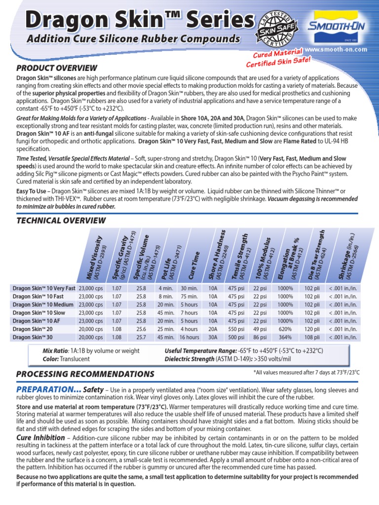 Dragon Skin Series TB | PDF | Silicone | Natural Rubber