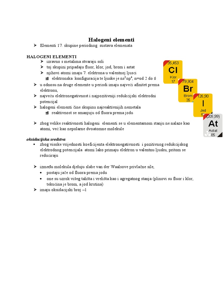 Halogeni elementi-UVOD | PDF